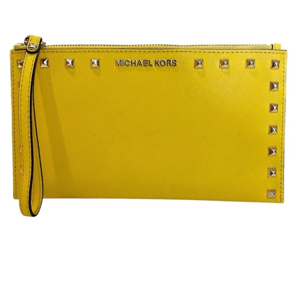 Michael Kors | Accessories | New Michael Kors Yellow Studded Wristlet ...